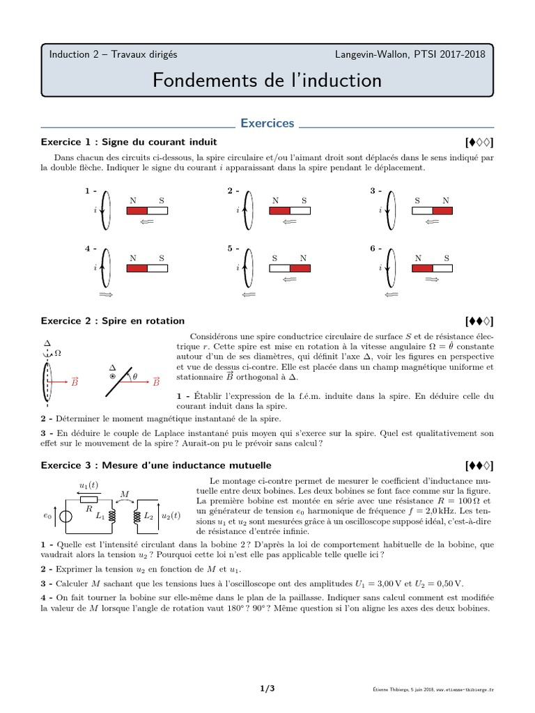 TD I2 Phen-Induction | PDF | Inducteur | Champ magnétique