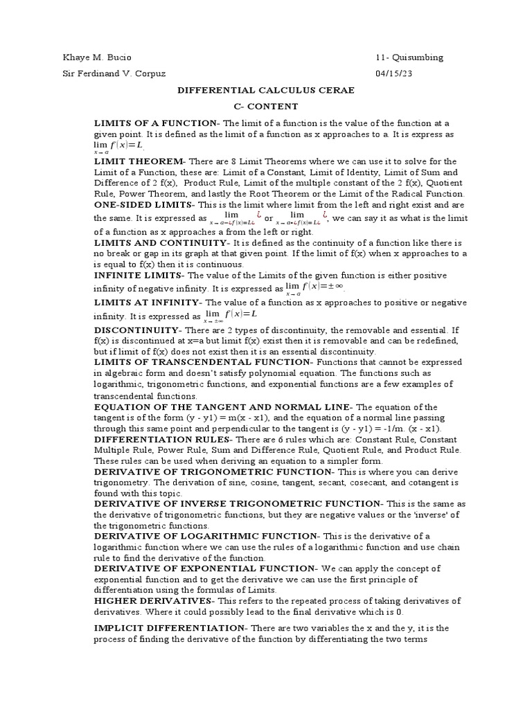 Cerae K | PDF | Trigonometric Functions | Derivative