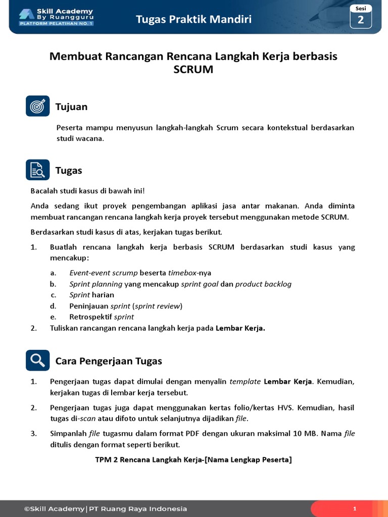Membuat Rancangan Rencana Langkah Kerja Berbasis Scrum: 2 Tugas Praktik Mandiri | PDF | Komputer