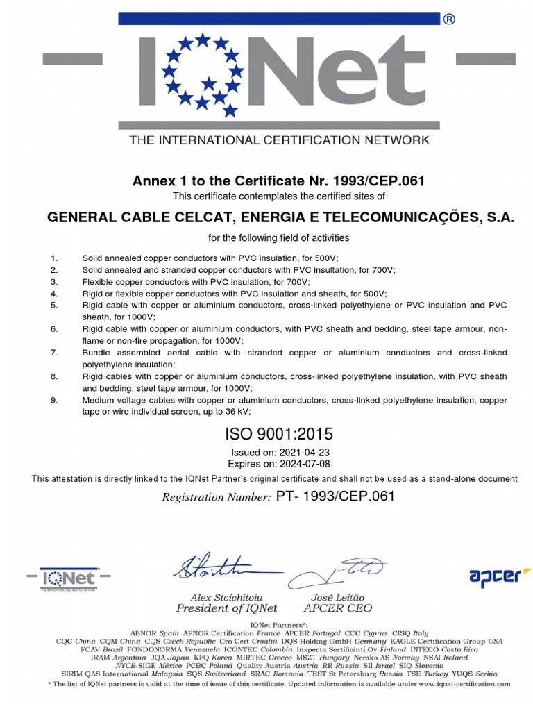 Prysmian - Iso 9001 | PDF | Computers | Technology & Engineering