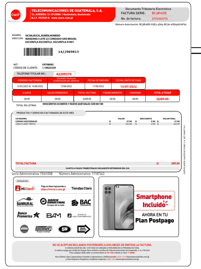 Factura 17062022 42209370 | PDF | Factura | Guatemala