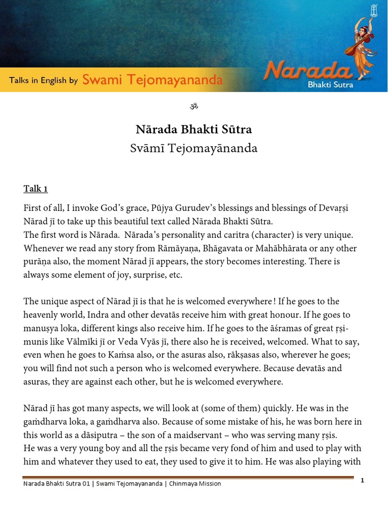 Narada Bhakti Sutra Tal | PDF | Bhakti | Sutra