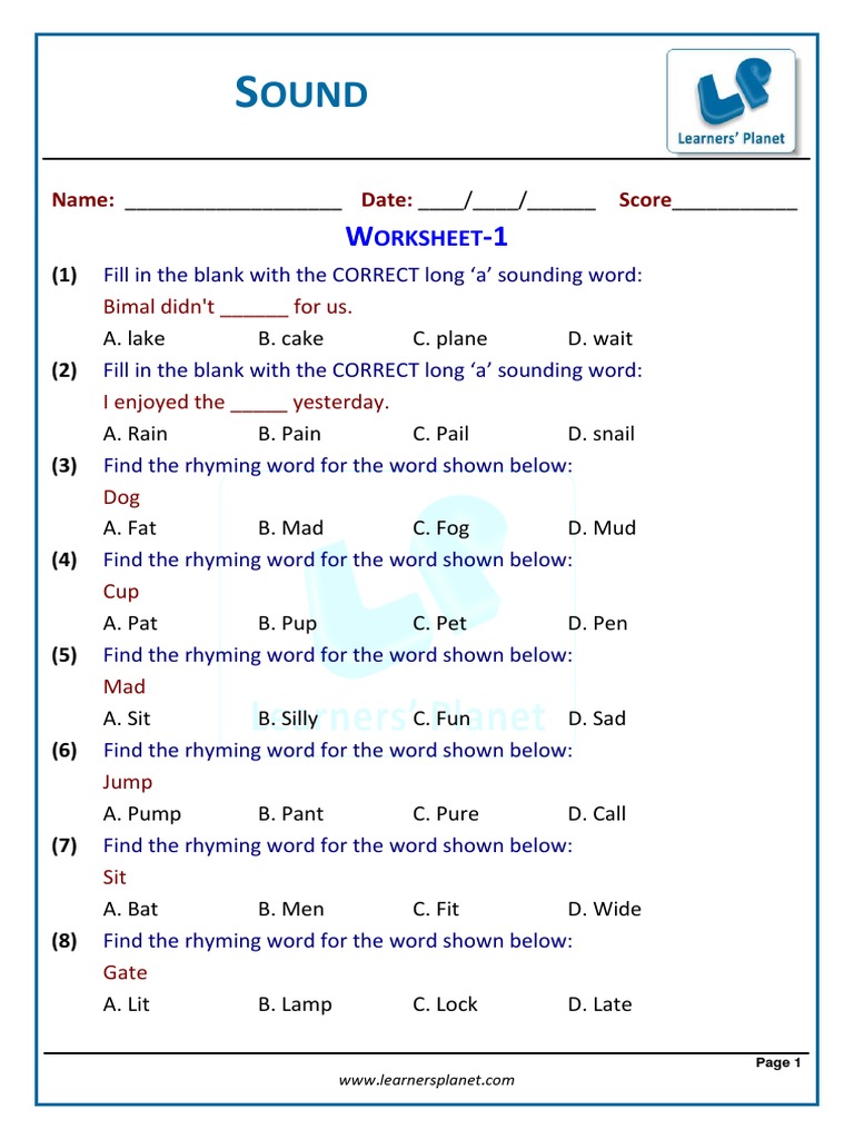 Sound Worksheets MCQ | PDF