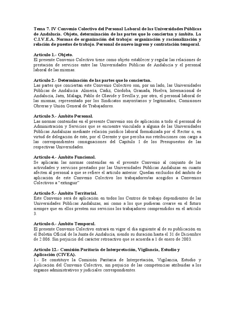 Tema 7 Convenio Colectivo | PDF
