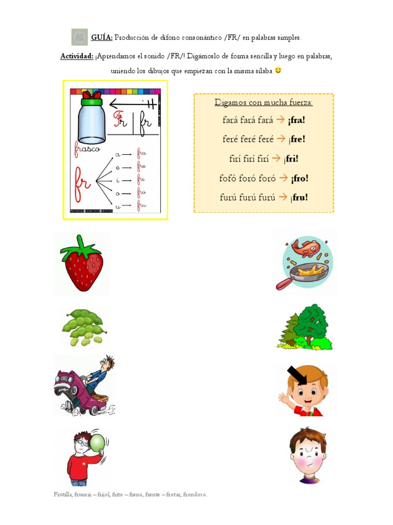 Producción de Dífono Consonántico FR en Palabras Simples | PDF