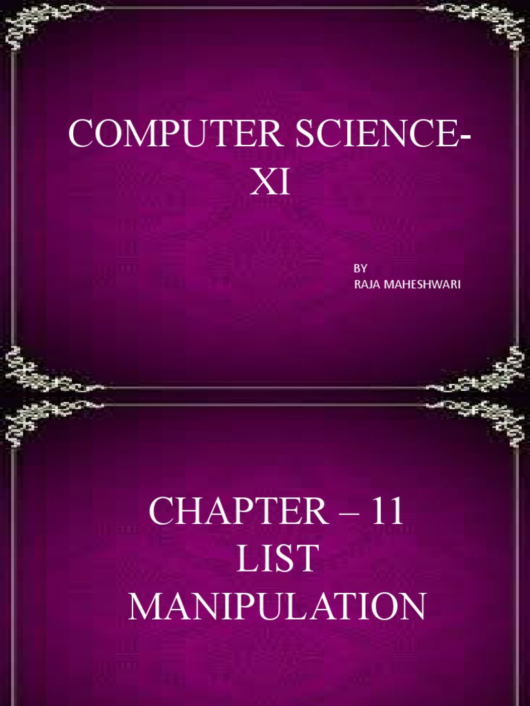 CH 11 List Manipulation | PDF | String (Computer Science) | Software ... CH 11 List Manipulation | PDF | String (Computer Science) | Software ...