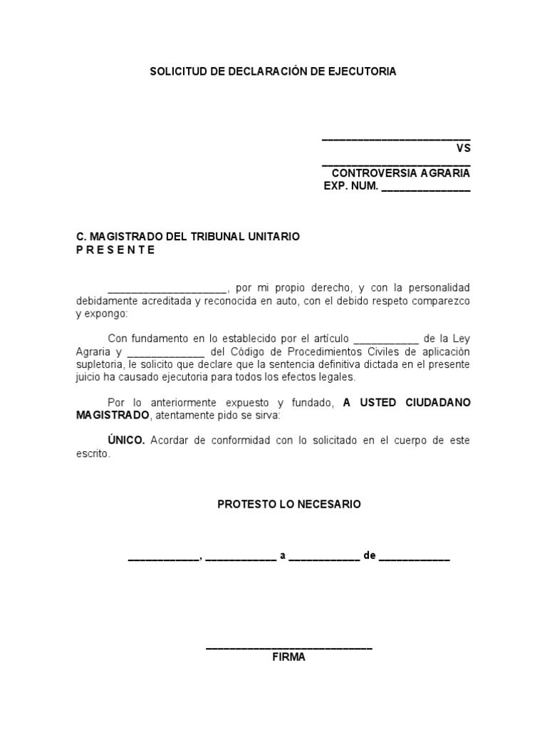 Solicitud de Declaración de Ejecutoria | PDF | Derecho