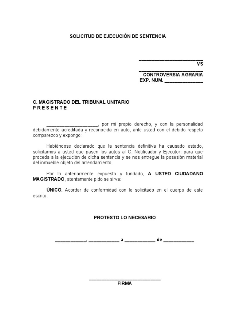 Solicitud de Ejecución de Sentencia | PDF