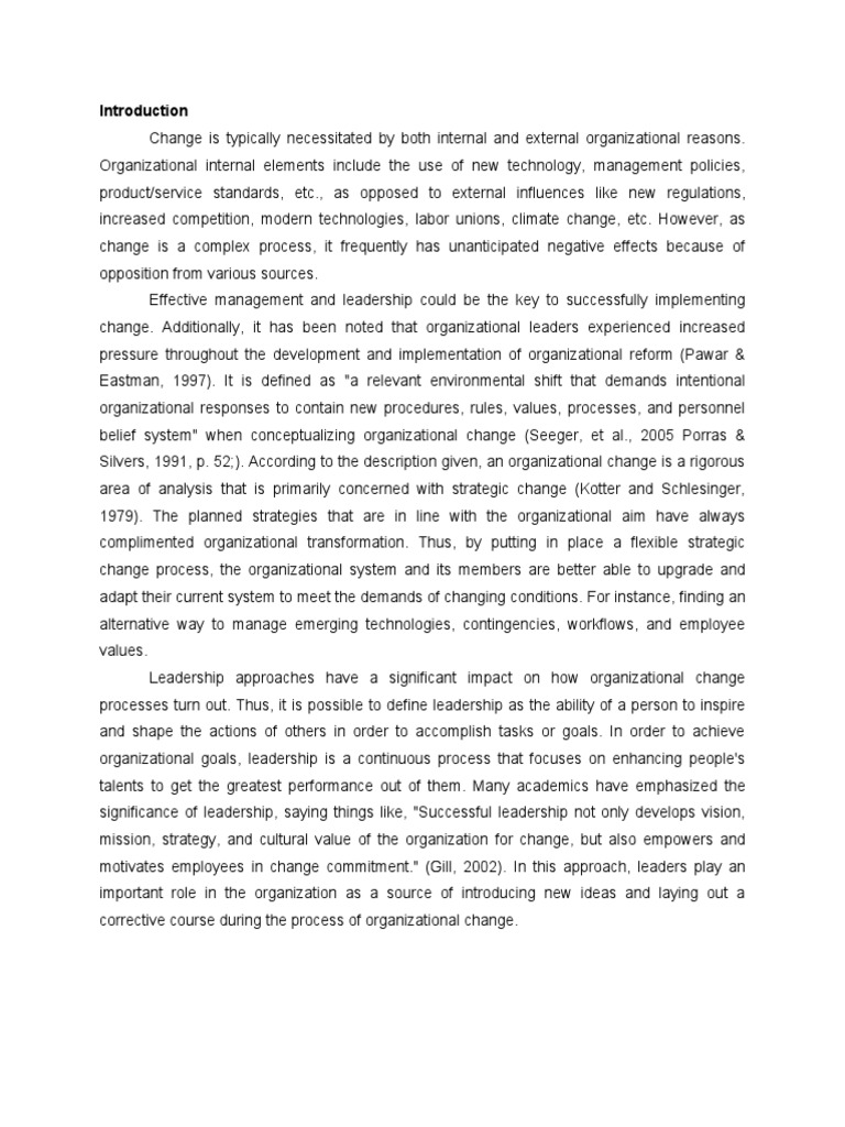 Managing Change | PDF | Leadership | Organizational Behavior