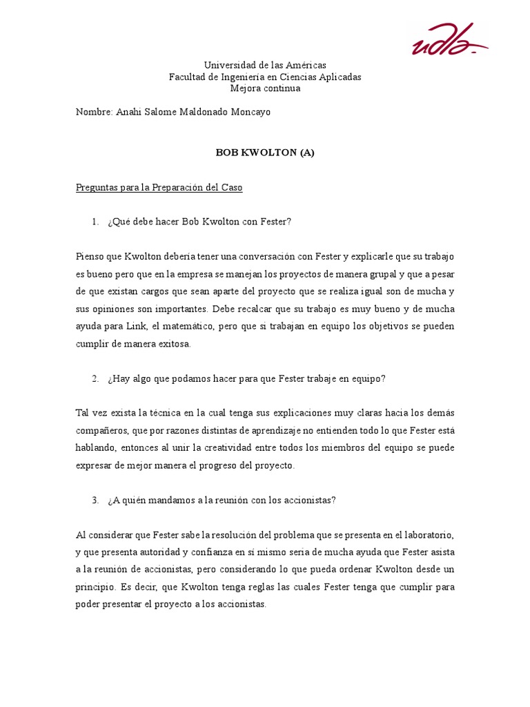 Lectura Del Caso Bob Knowlton A | PDF