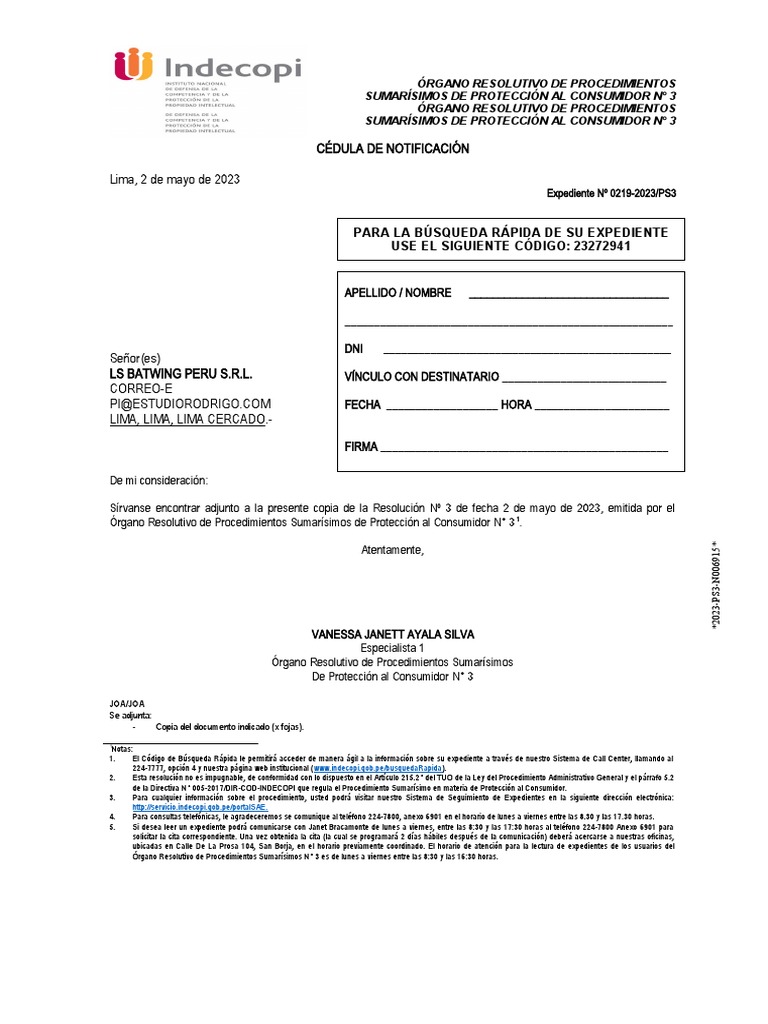 CEDULA 2023 PS3 Del N006915 Al N006916 | PDF | Protección al Consumidor ...