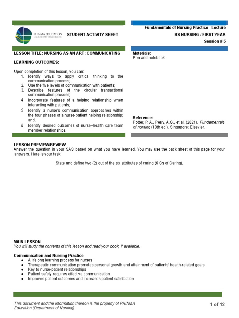 Session #5 SAS - Funda (Lec) PDF | PDF | Communication | Interpersonal Communication