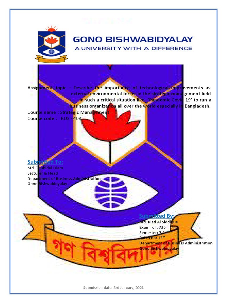 Assignment 01 Strategic Management Pdf Strategic Management Automation