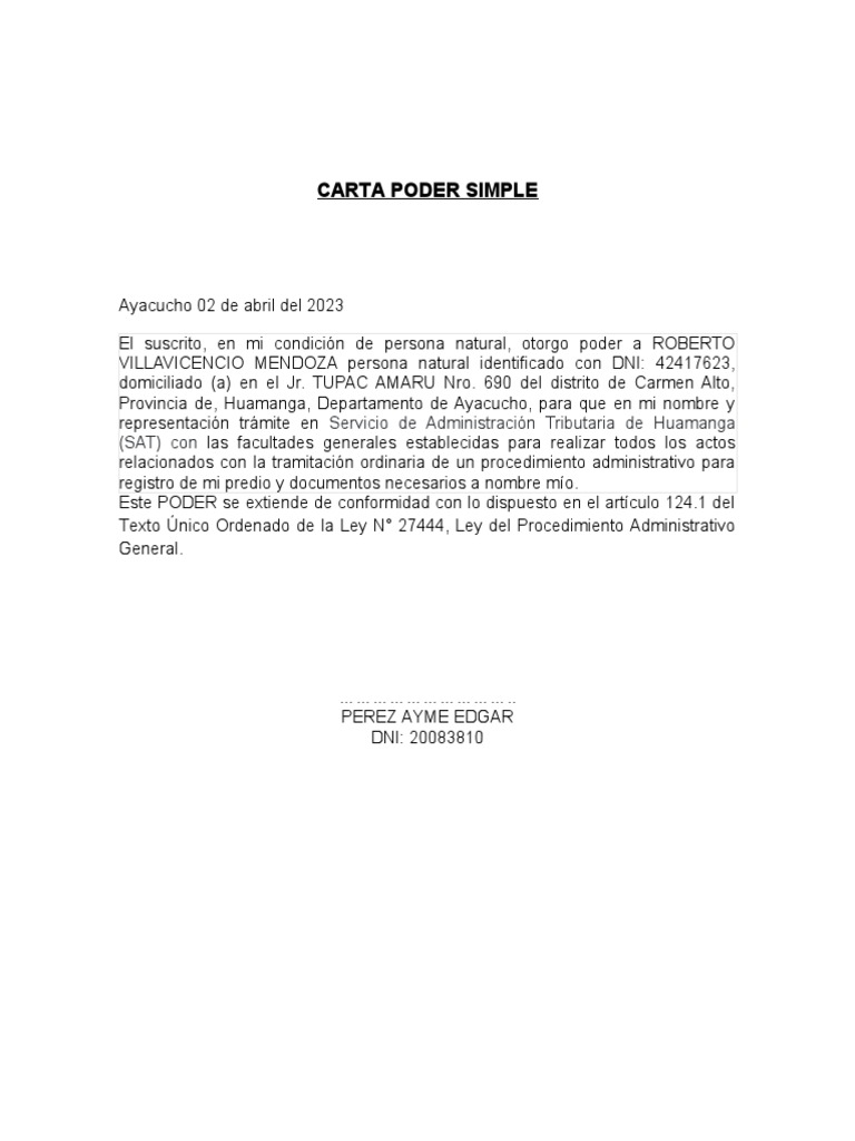 Carta Poder Edgar | PDF