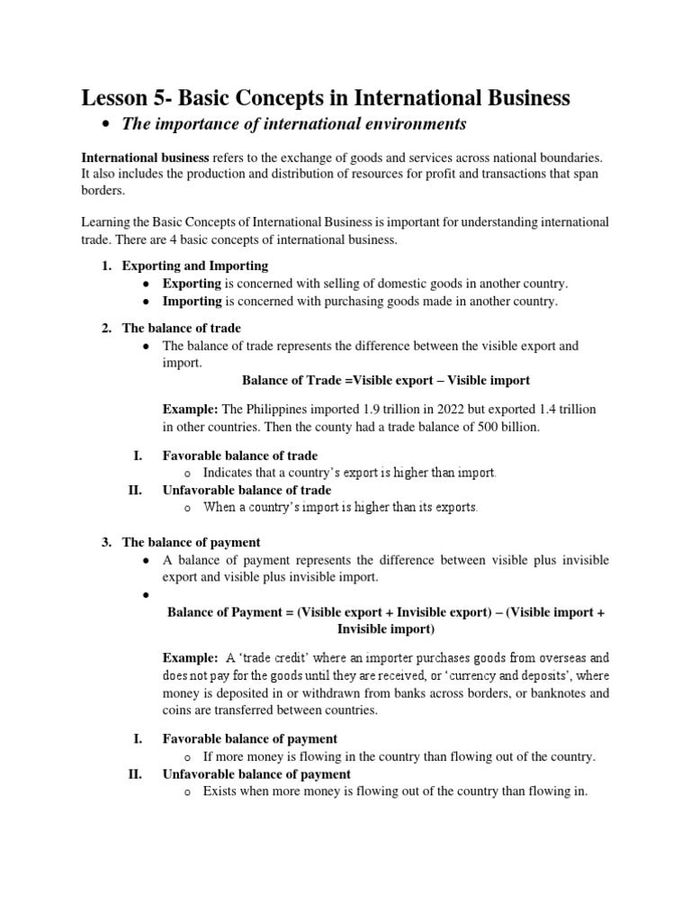 Basic Concepts in International Business | PDF | Multinational ...