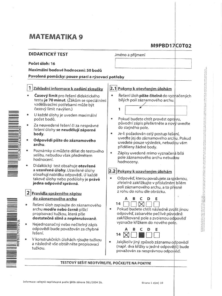 Test C 19 Reseni Pdf Pdf