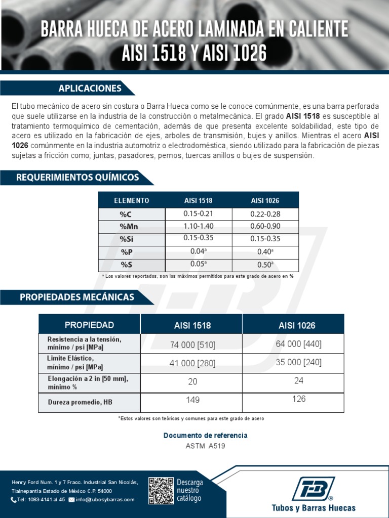Ficha Tecnica de Barra Hueca | PDF | Acero | Ciencias fisicas