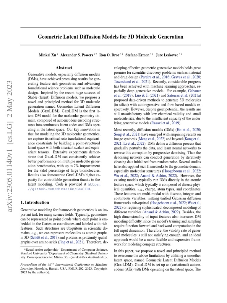 Geometric Latent Diffusion Model | PDF | Molecules | Data Compression Geometric Latent Diffusion Model | PDF | Molecules | Data Compression