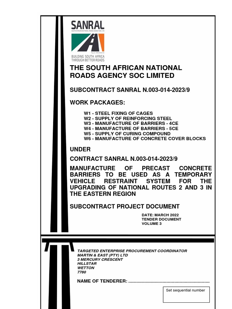 Subcontract SANRAL N.003 014 2023 9 | PDF