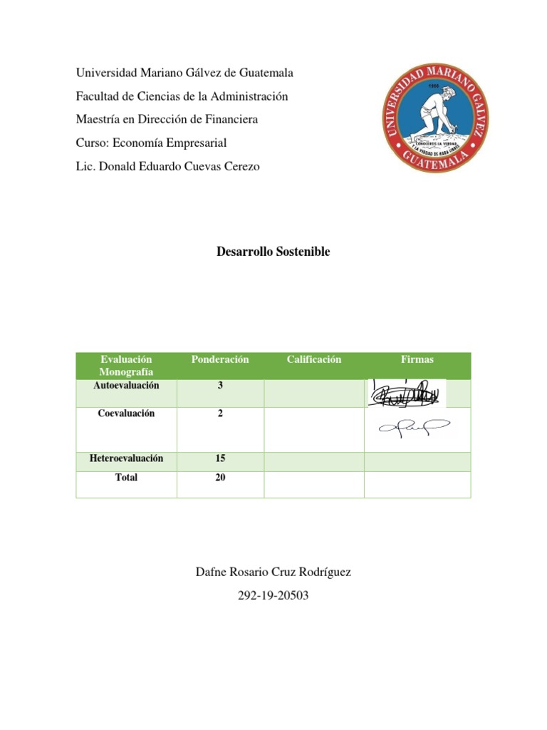 Monografia Desarrollo Sostenible Dafne Cruz | PDF | Sustentabilidad ...