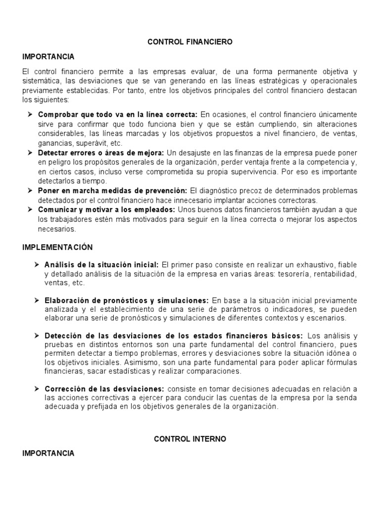 Control Financiero | PDF | Información | Calidad (comercial)