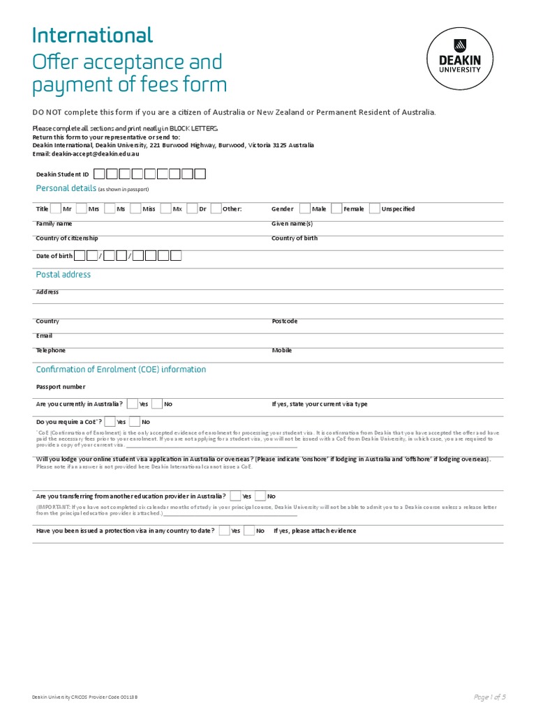 Form OAF YTTaInternational | PDF | Visa Inc. | Fee