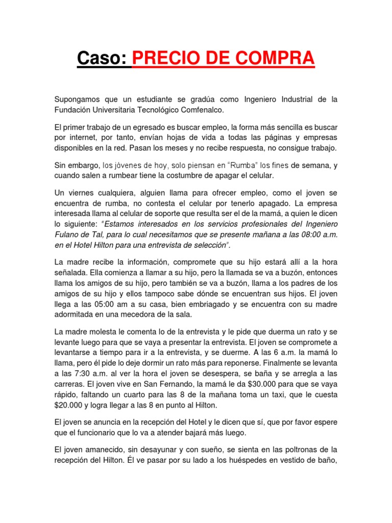 Caso Del Precio de Compra | PDF
