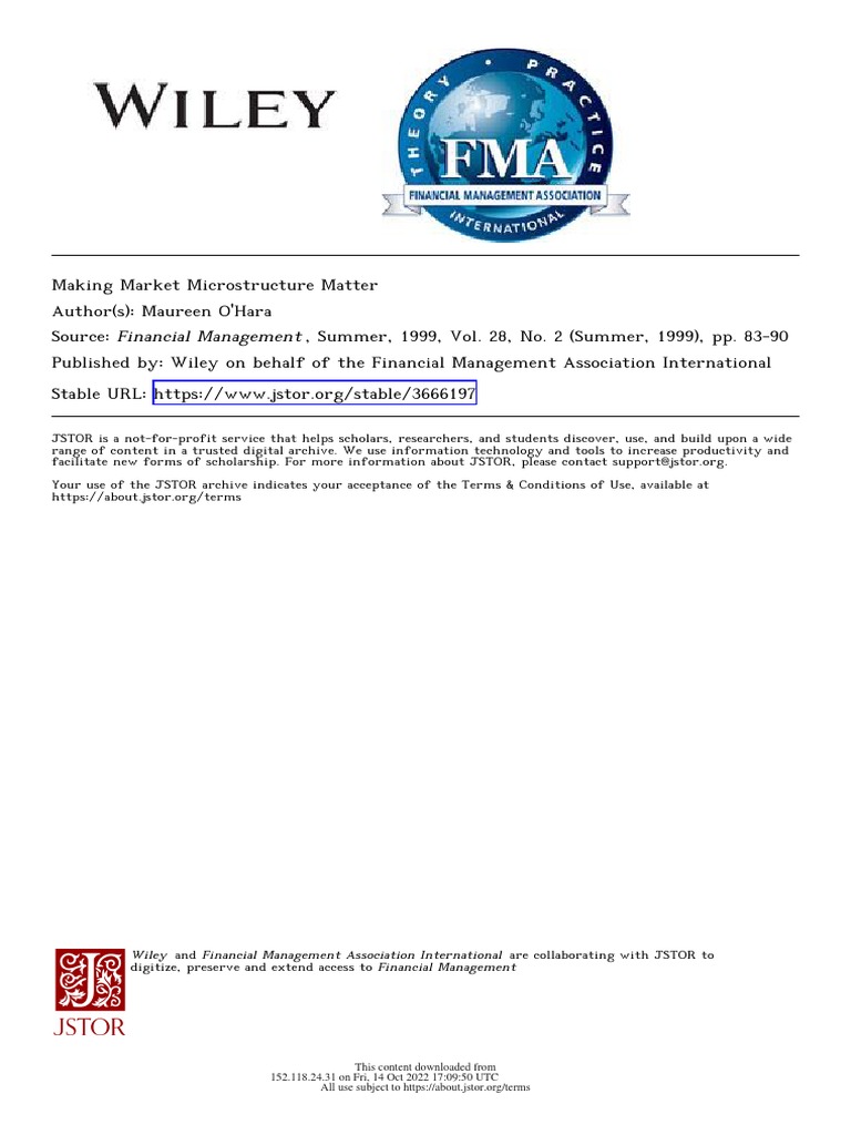 Making Market Microstructure Matter Pdf Market Liquidity Market
