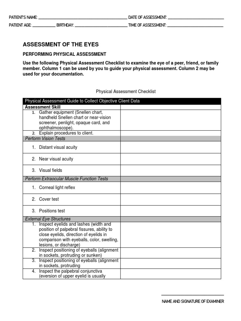 Physical Assessment Guide Eyes PDF | PDF | Human Eye | Optics