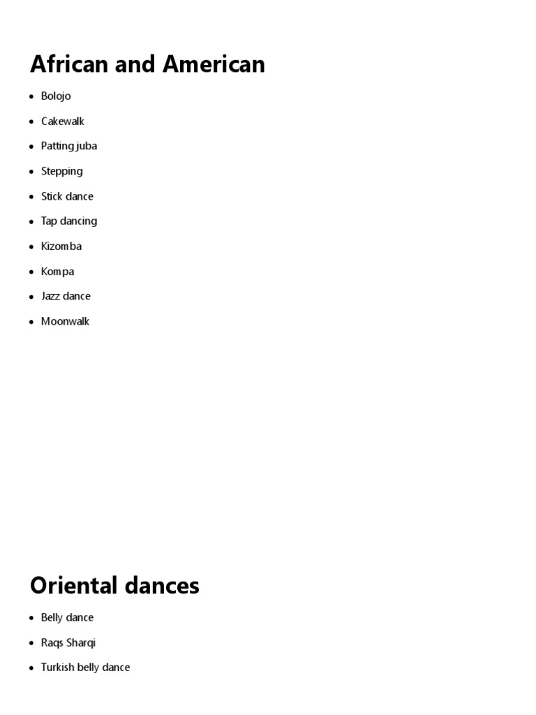 List of Dance Styles - Wikiwand PDF | Download Free PDF | Dances ...