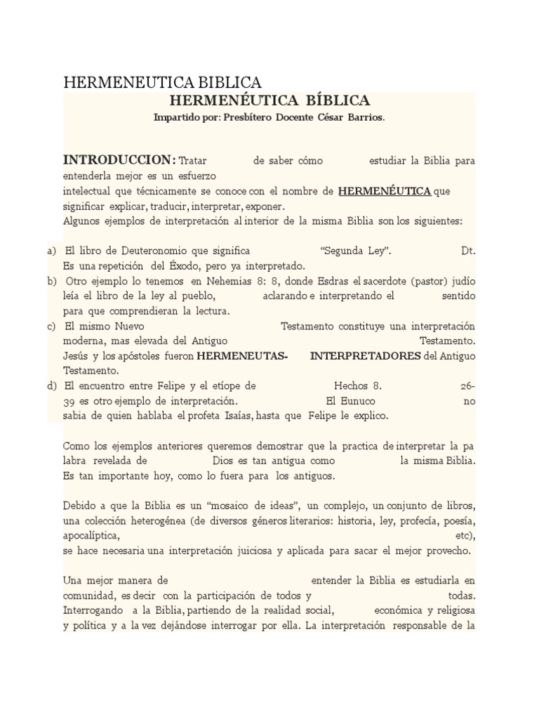 Hermeneutica Biblica | PDF | Biblia | Iglesia Católica