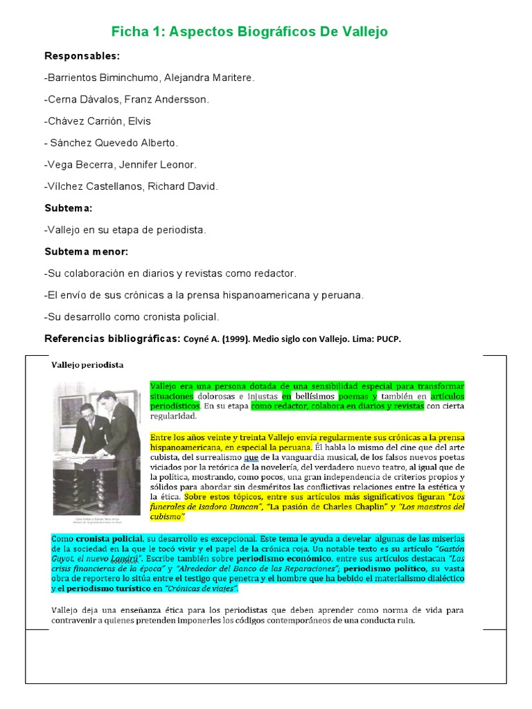 Fichas de Resumen, Cátedra Vallejo-2 | PDF