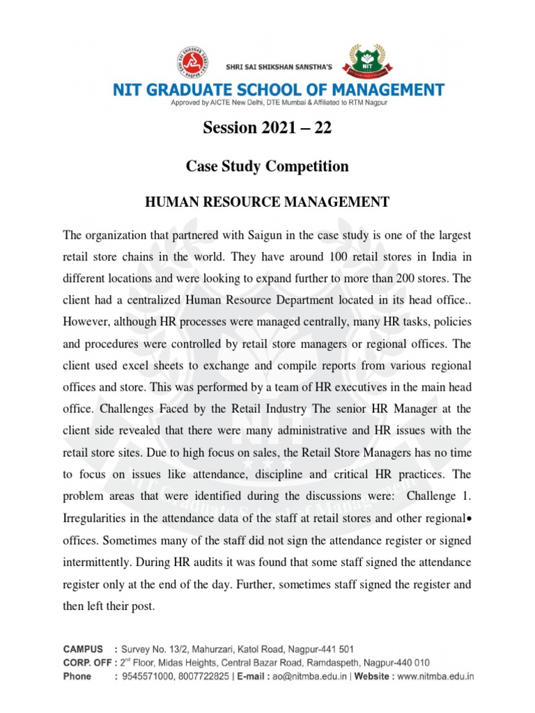 Case Study 4 - HUMAN RESOURCE MANAGEMENT | PDF | Retail | Employment