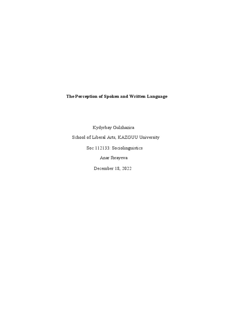 Perception of Spoken vs. Written Language | PDF | Communication ...