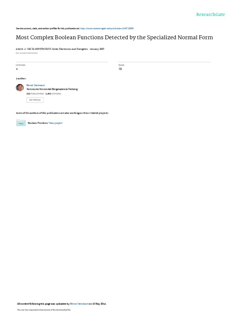 Most Complex Boolean Functions Detected by The Spe PDF | PDF | Vertex (Graph Theory) | Function ...