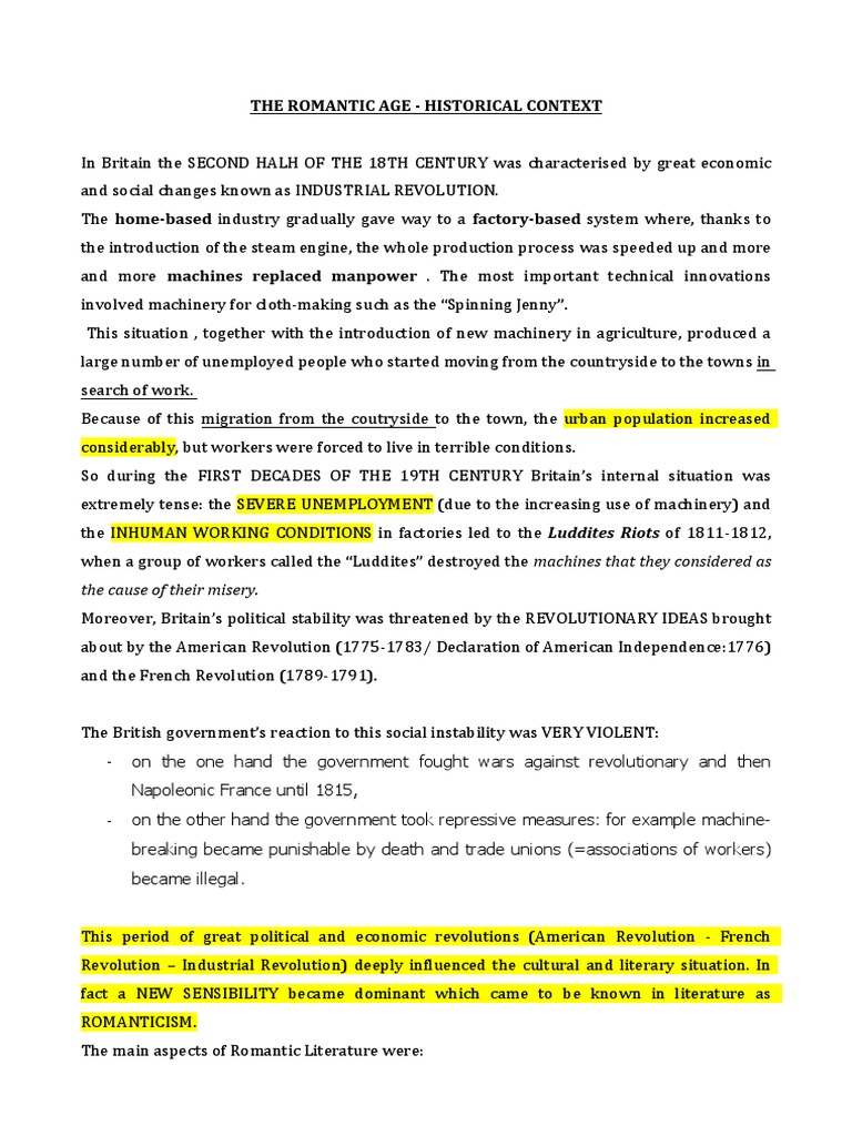 Romantic Age | PDF | Romanticism | Industrial Revolution