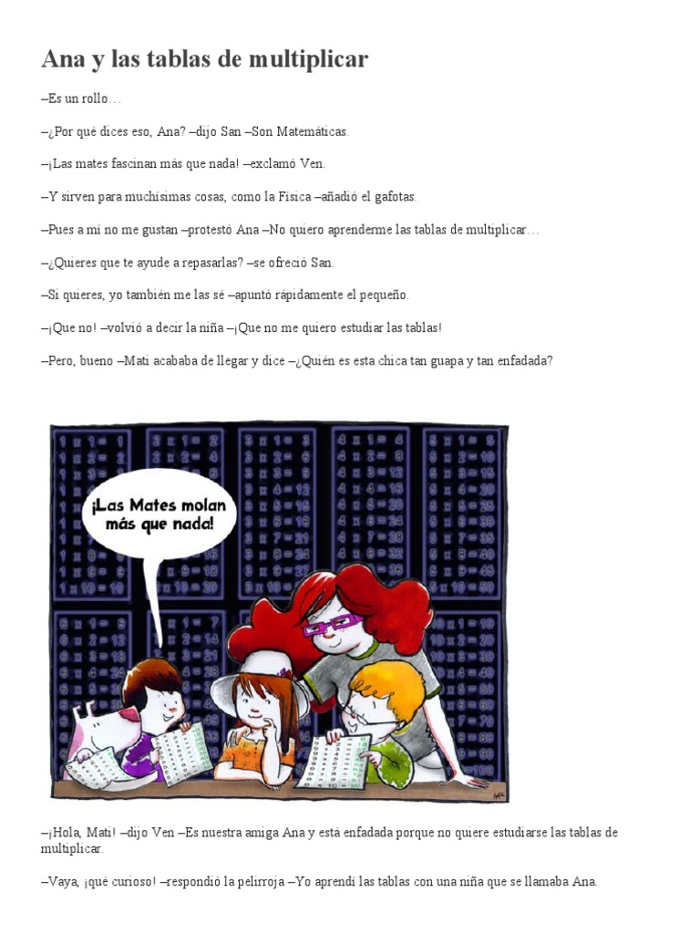 Cuento Ana y Las Tablas de Multiplicar | PDF
