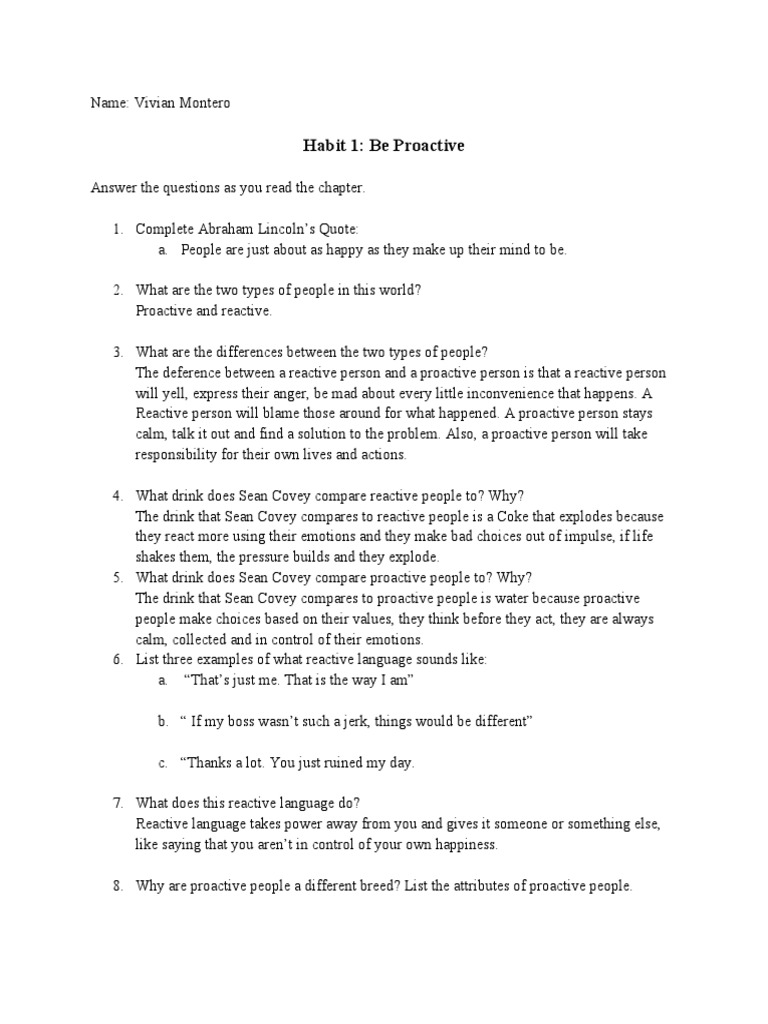 worksheet2 habit 1 be proactive | PDF | Cognitive Science | Psychological Concepts