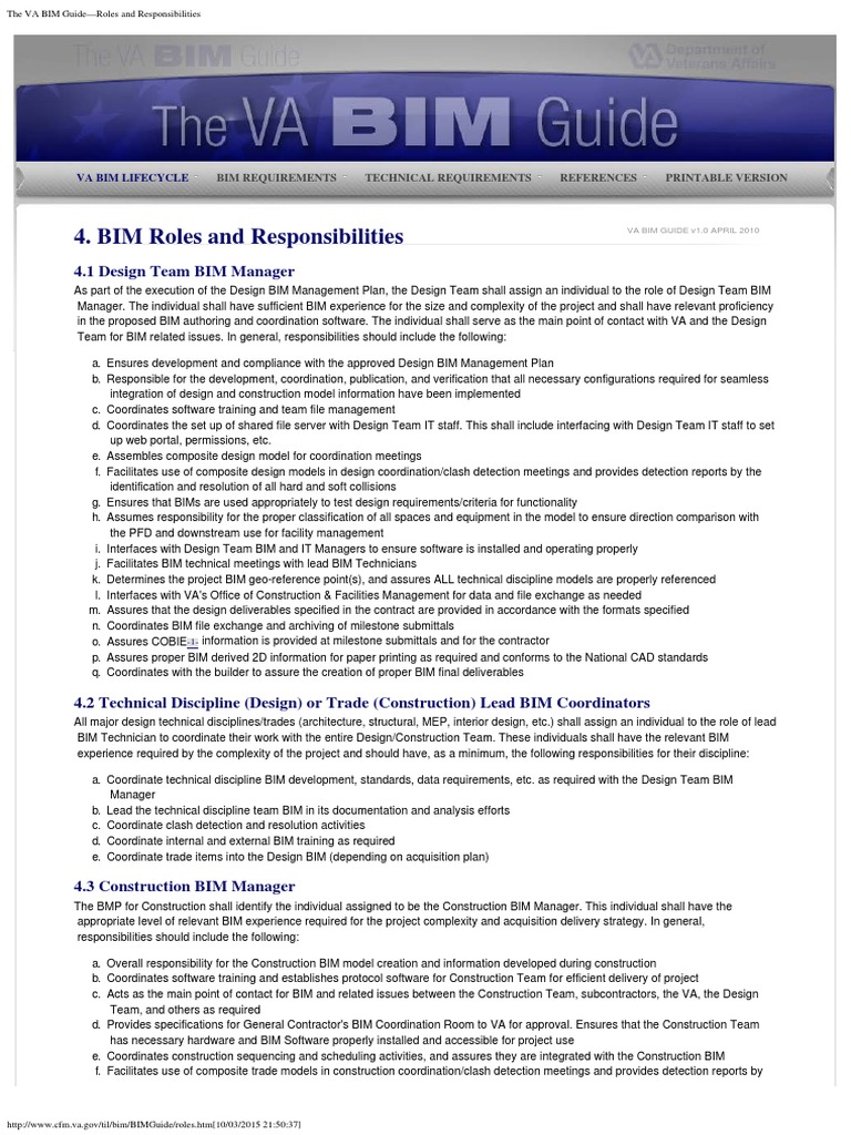 The VA BIM Guide-Roles and Responsibilities PDF | Download Free PDF ...