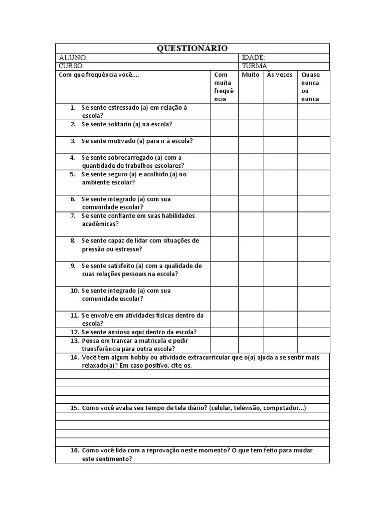 QUESTIONÁRIO | PDF