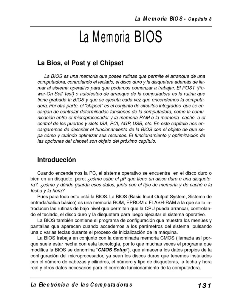 Funcionamiento y Actualización de la BIOS | PDF | Bios | Memoria de ...