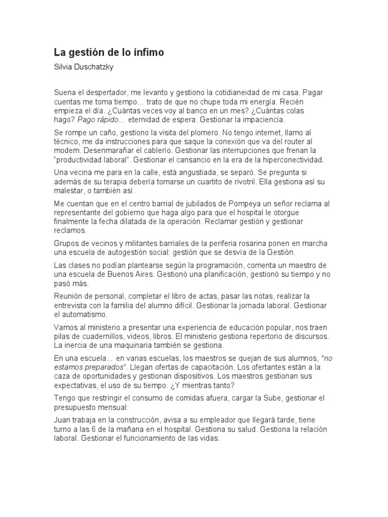 La Gestión de Lo Ínfimo | PDF