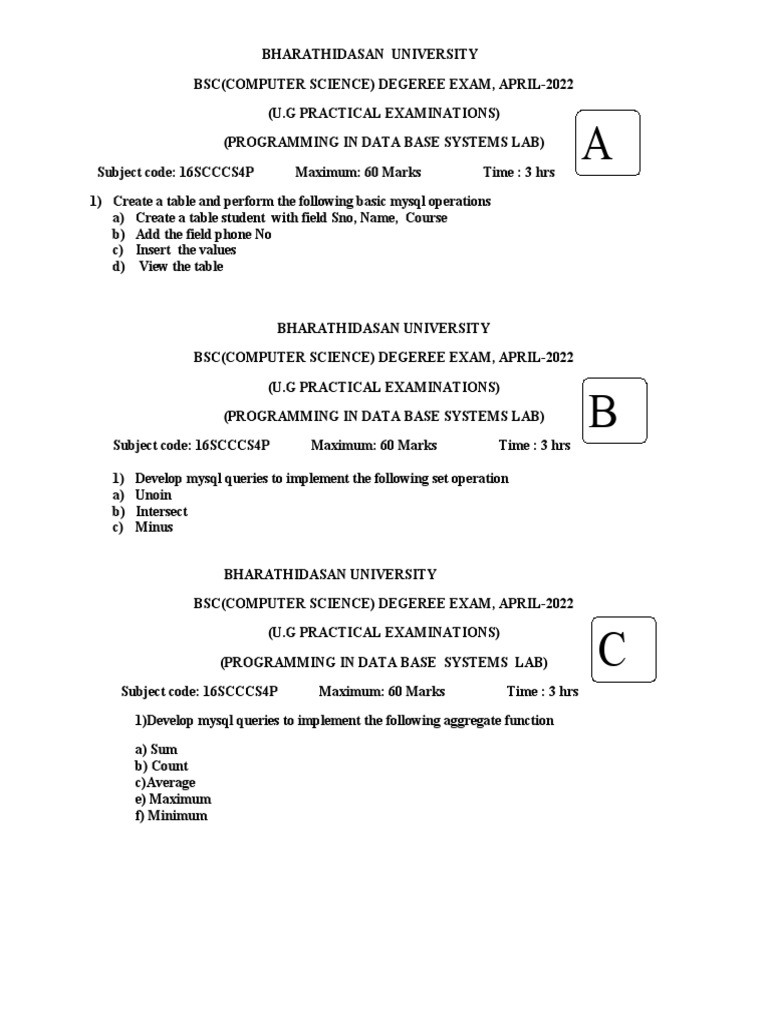 Database Question Pdf Databases Data