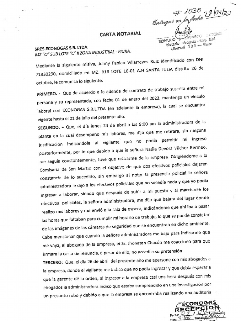 Carta Notarial | PDF