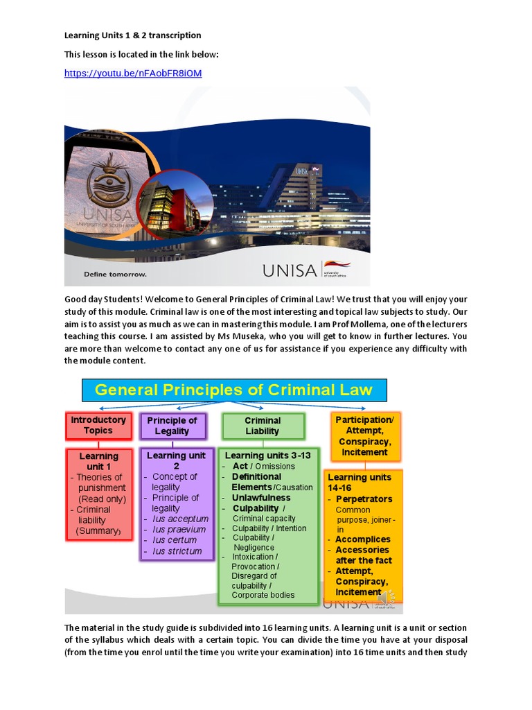 CRW2601 Learning Units 1 2 | PDF | Crimes | Crime & Violence