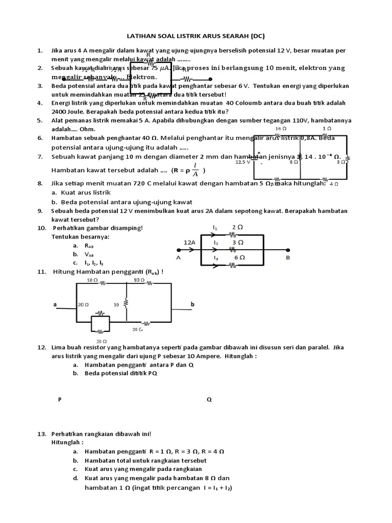 SOAL Listrik Arus Searah (DC) Daring Hsjs | PDF