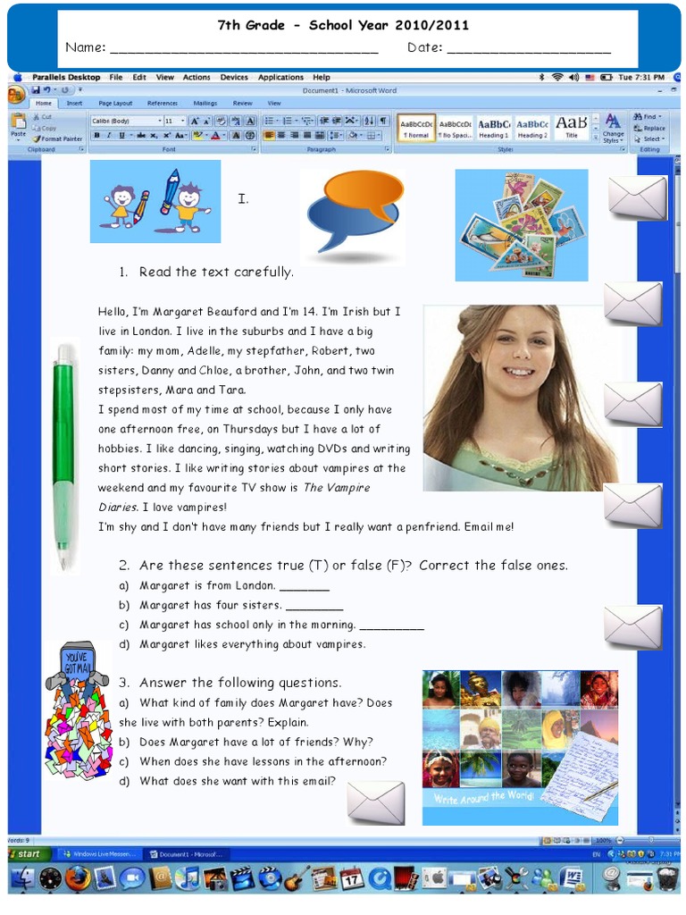 Present Simple Worksheet Test - High Beginner | PDF | Language Arts ...