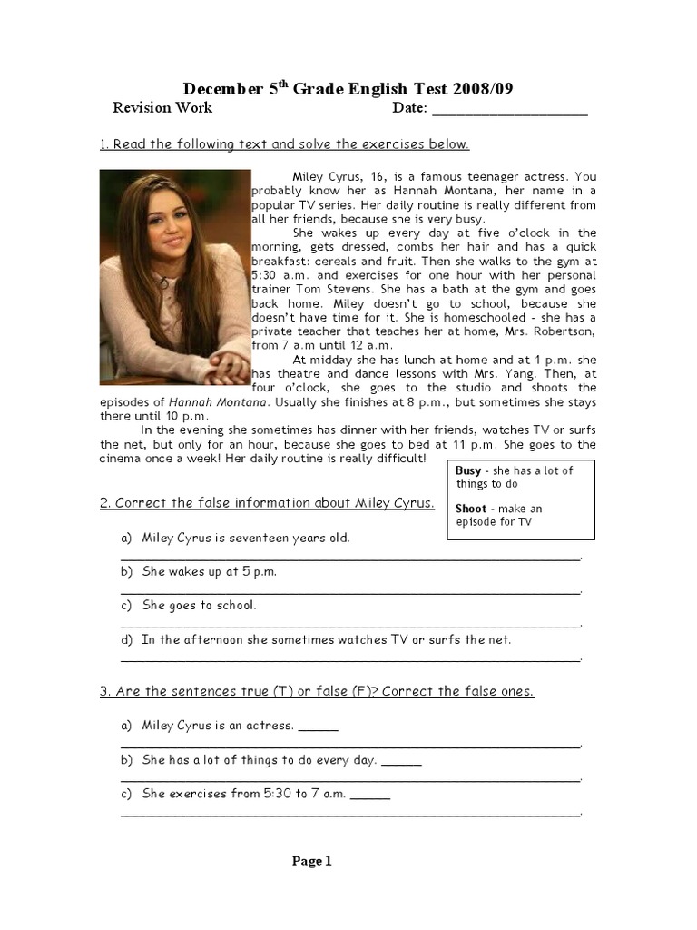 Revision Worksheet - Present Simple and Daily Routine, Question Words ...