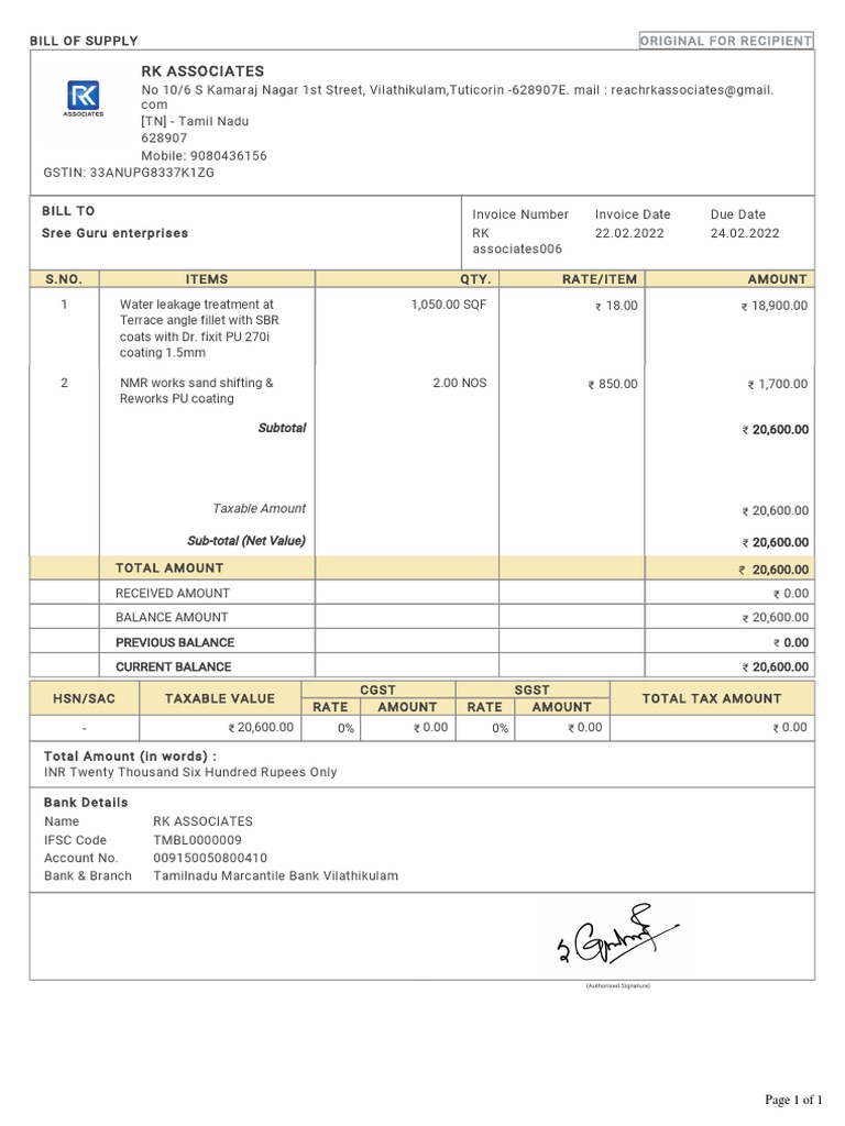 Sales Invoice RK Associates006 From RK ASSOCIATES | PDF | Economy Of ...