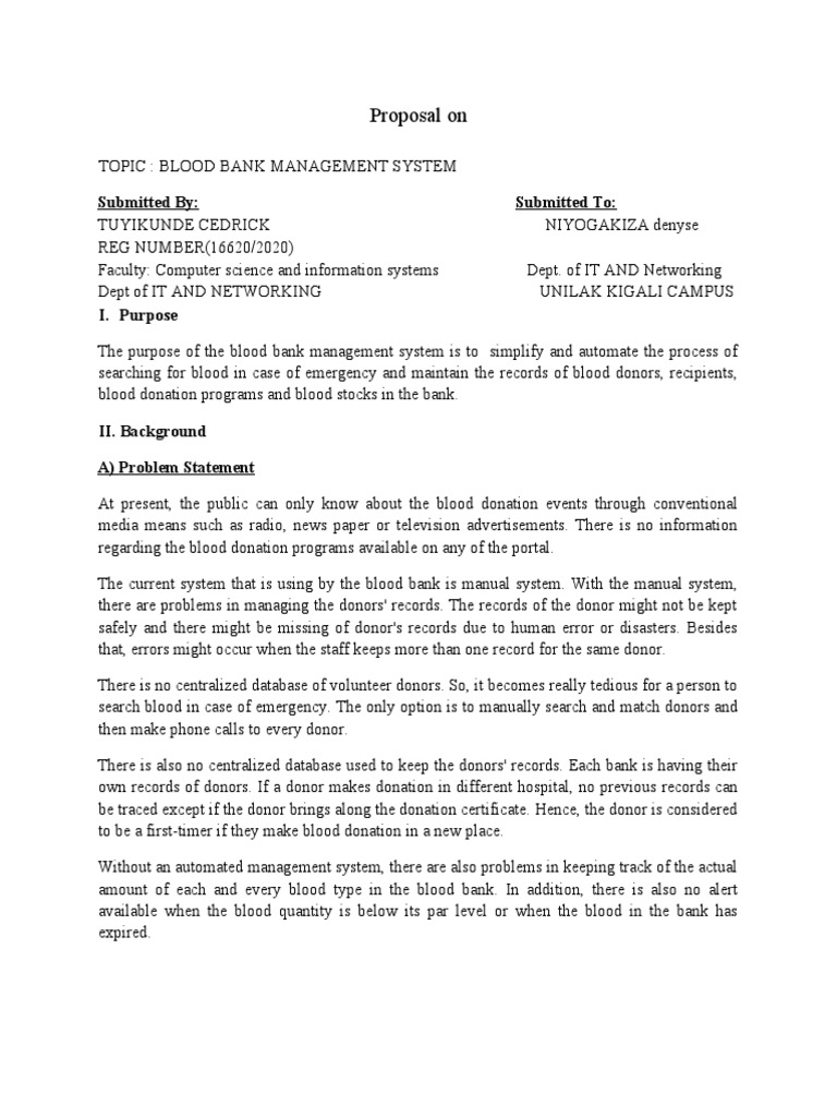 Proposal On BBMS | PDF | Blood Donation | Databases